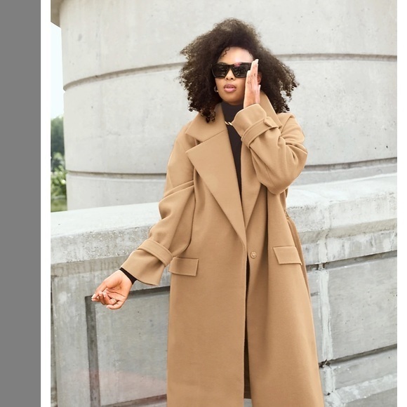 Express | Jackets & Coats | Belted Wrap Front Faux Wool Coat Express ...